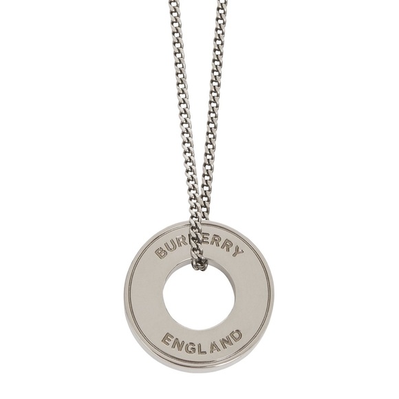 Burberry | Jewelry | Burberry Palladiumplated Logo Pendant Necklace ...